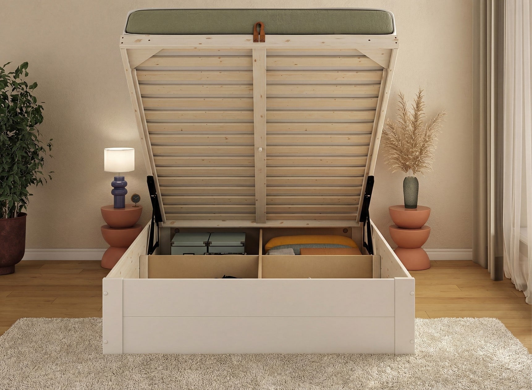 Lit Coffre 140x190 Bois Blanc