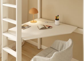90x190 Loft Bed with Desk and Bookshelf – Space Saving
