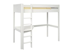 90x190 Loft Bed with Desk and Bookshelf – Space Saving