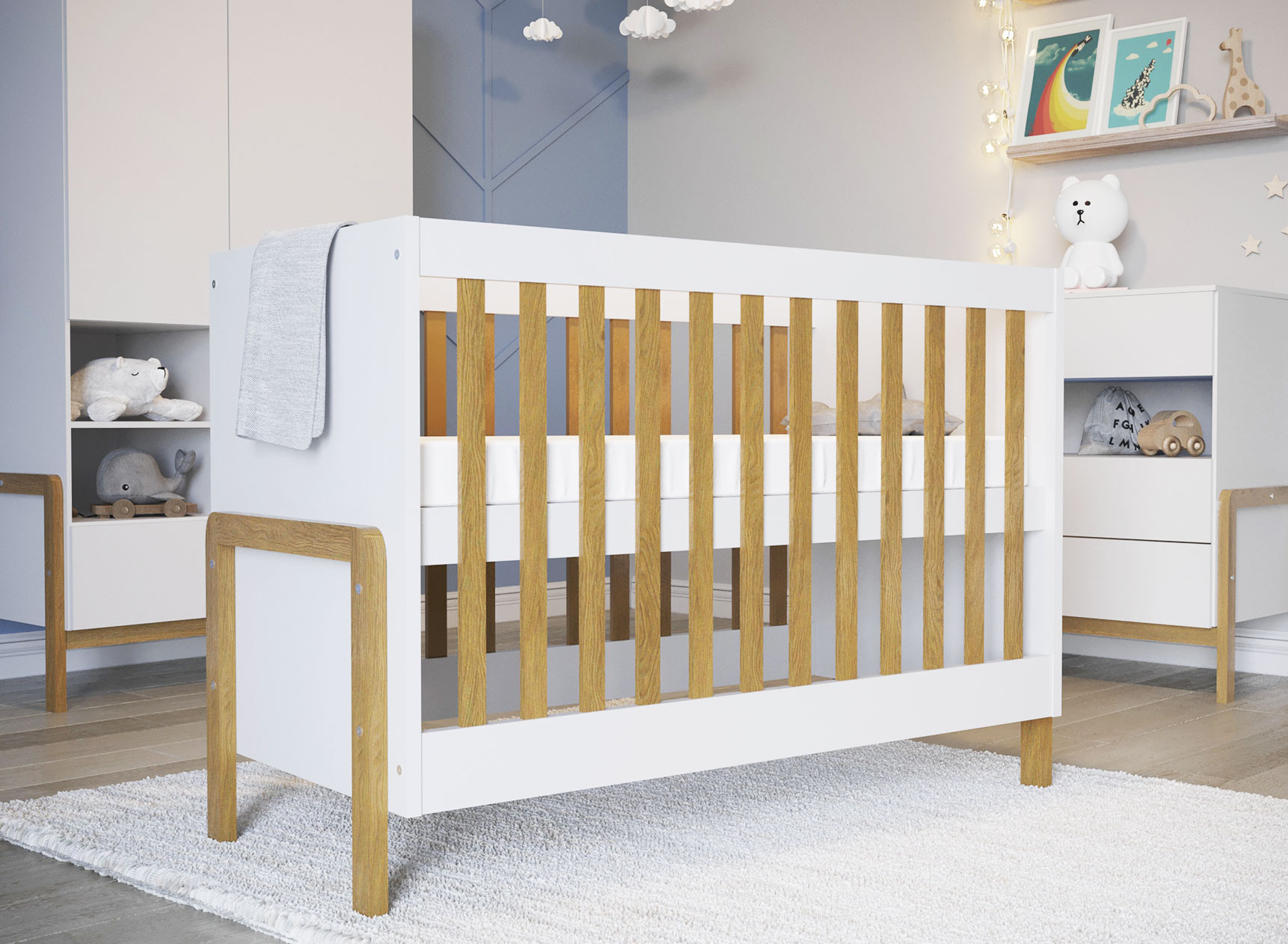 ADAM 60x120 Baby Cot: 100% ecological with Scandinavian design