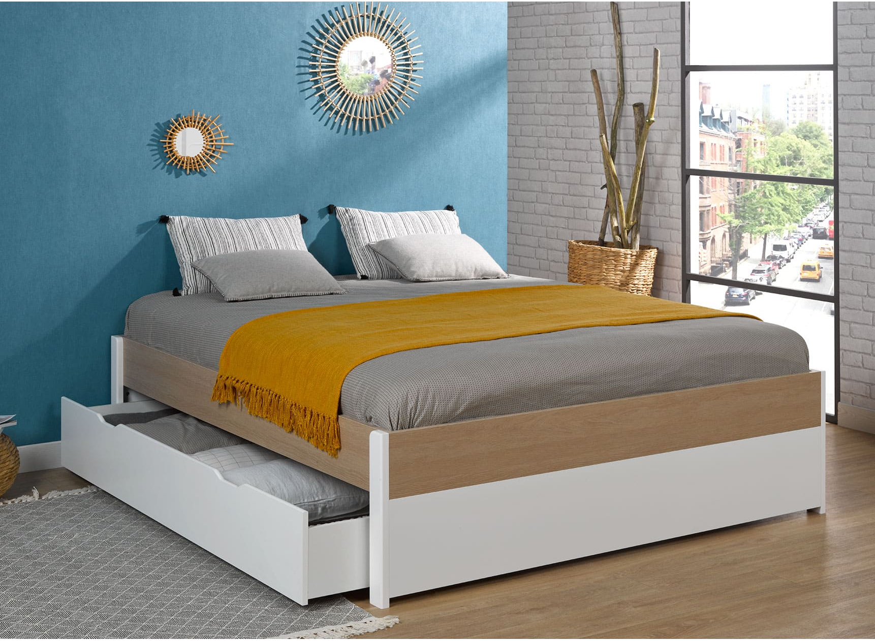 Lit 2 places 160x200 PRADO : un grand lit double pour ados et adultes!