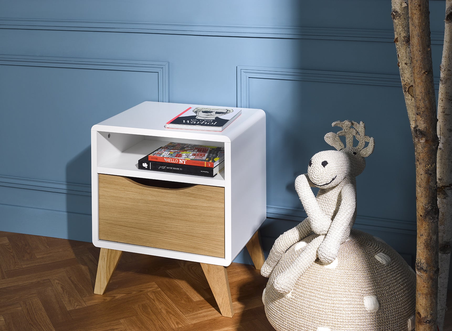 LOKI wooden bedside table: Scandinavian and eco-responsible design