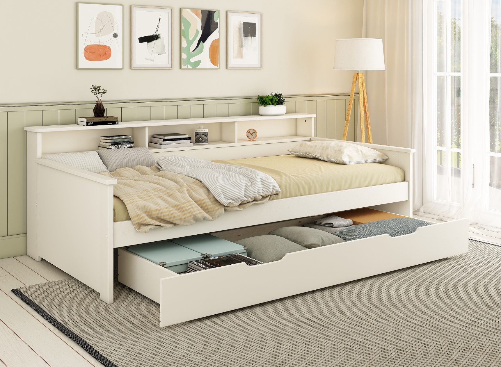 Lit banquette avec rangement 90x200 OLIVER - Design et sain