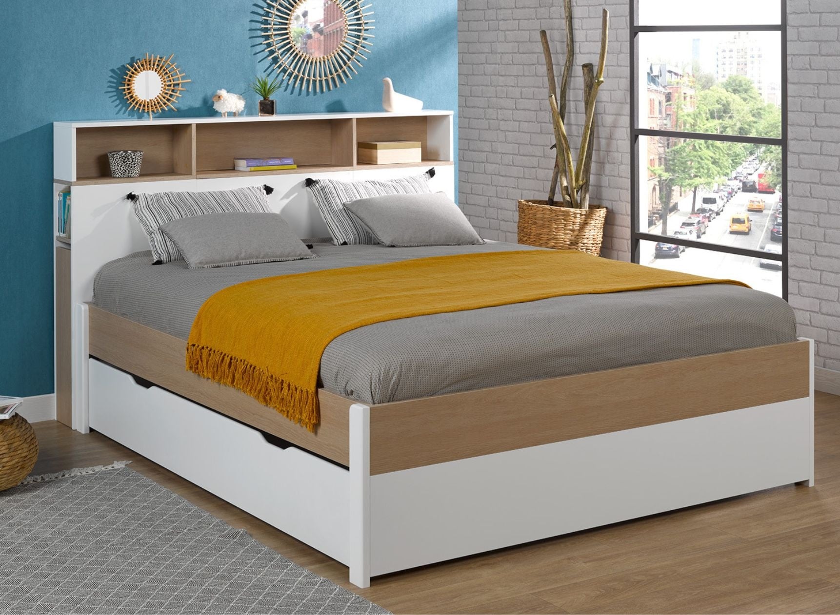 Lit 2 places 160x200 PRADO : un grand lit double pour ados et adultes!