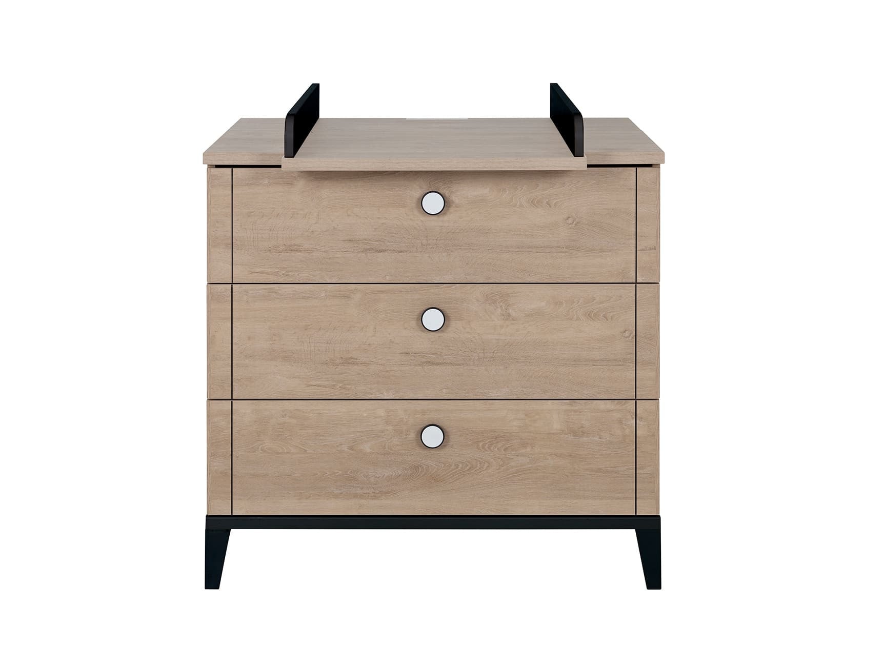 ELLIOT dresser changing topper Black and Oak - Secure