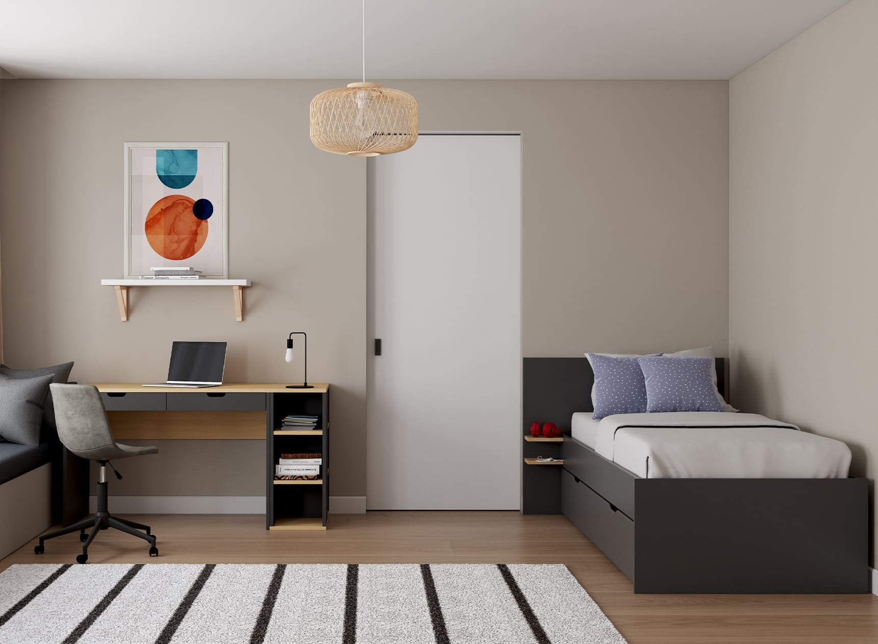 ALBI Slate/Oak 2-drawer desk with storage - Design