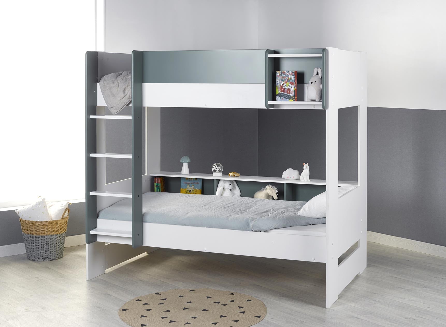 Lit superposé 90x190 MANLY - Blanc & Vert