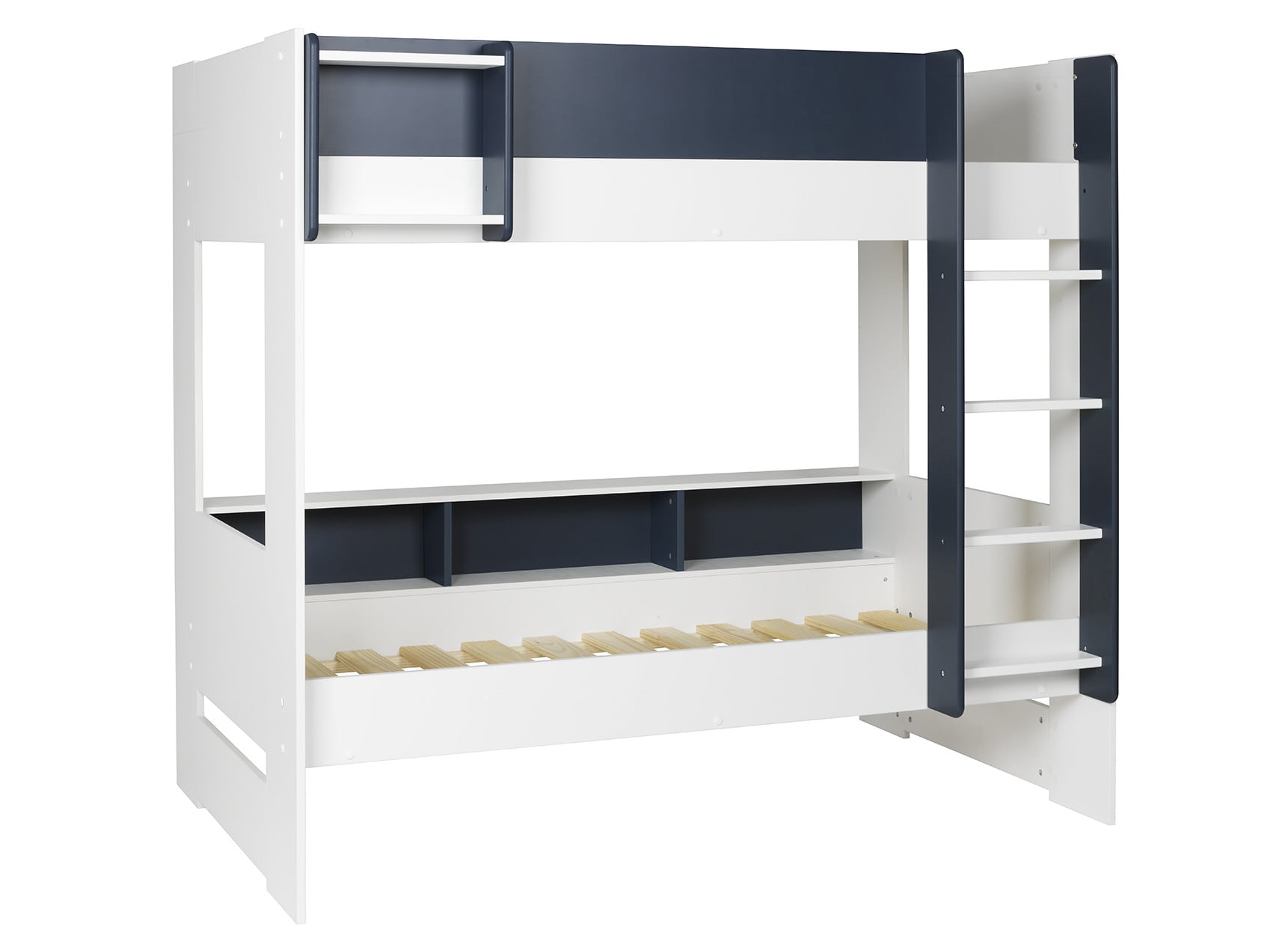 Lit superposé 90x190 MANLY Blanc et Bleu - Design