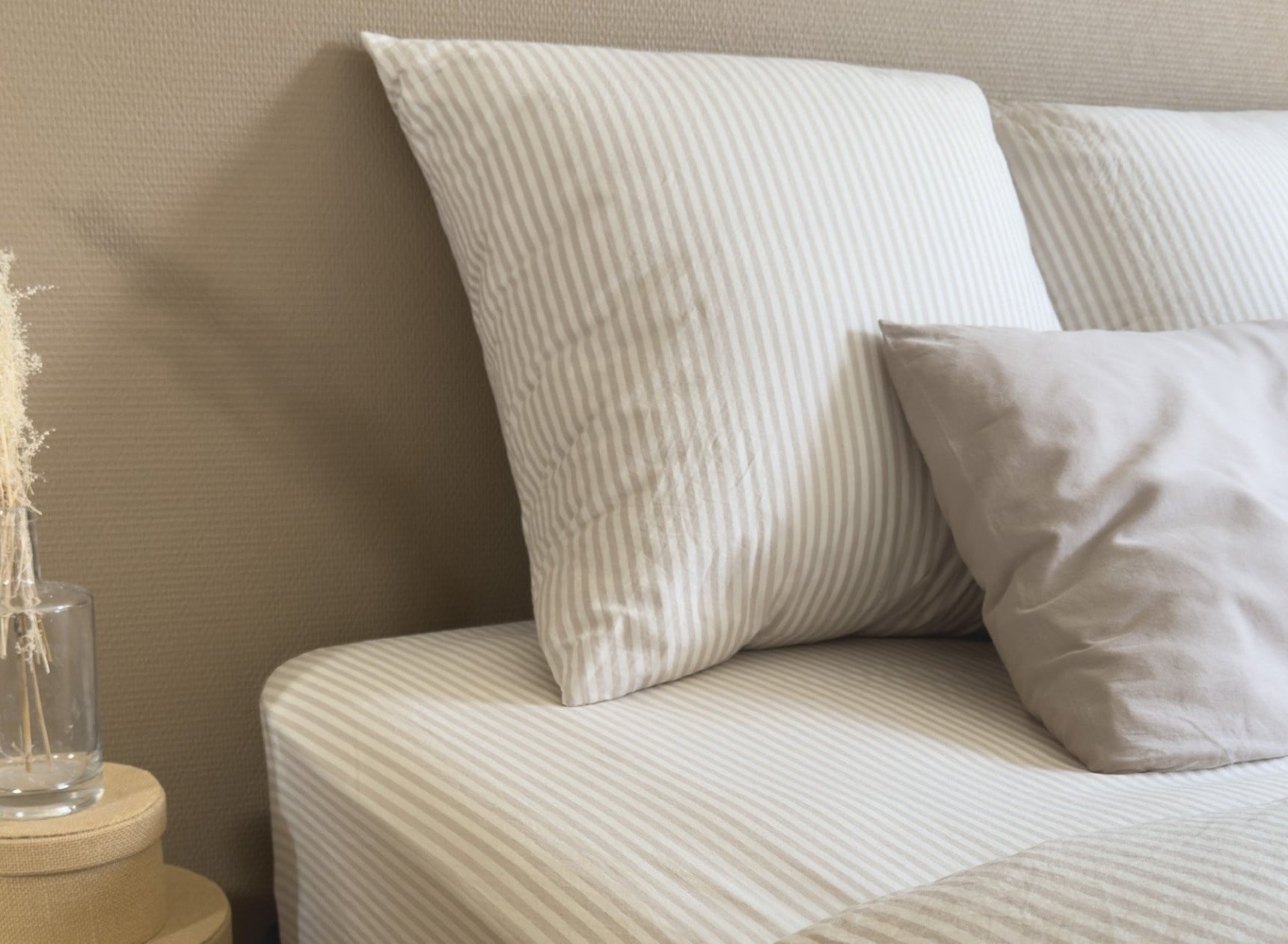 Drap housse 90x200 en percale de coton bio à motif rayé